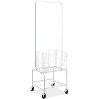 Metal Rolling Laundry Basket with Hanging Garment Rack, Height ...