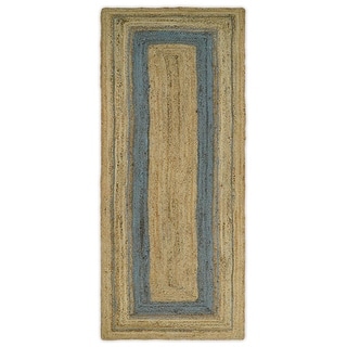 Blue and Cream Braided Jute Area Rug - Bed Bath & Beyond - 34990247