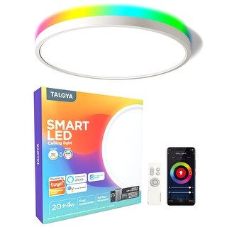 Smart WiFi Ceiling Light(12 Inch-24W), Compatible with Alexa,Google,Remote Controller, Fixture ...