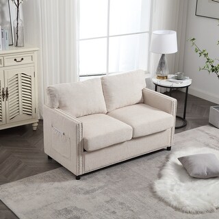 52" Chenille Loveseats Sofa Couch with Storage Pockets for Small Space ...