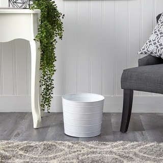 12 inch Farmhouse White Metal Ribbed Planter - 10”H x 12”W x 12”D - Bed ...
