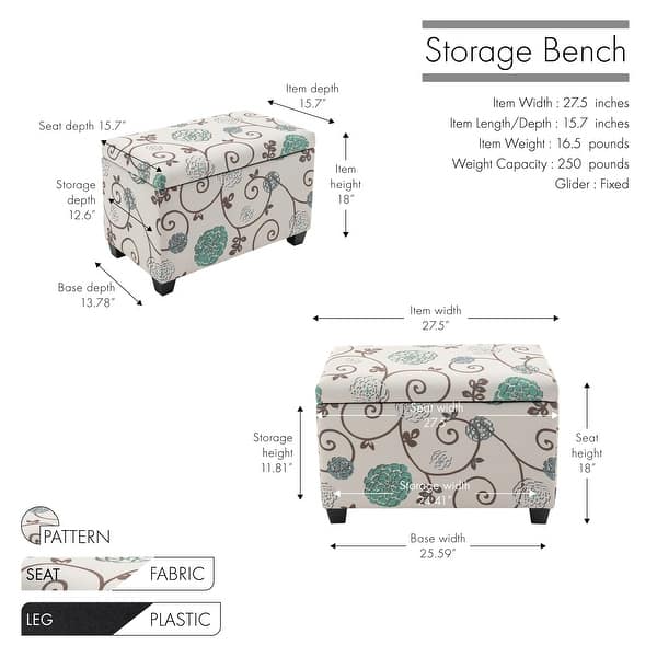 Porthos Home Dak Patterned Fabric Storage Bench - Bed Bath & Beyond ...