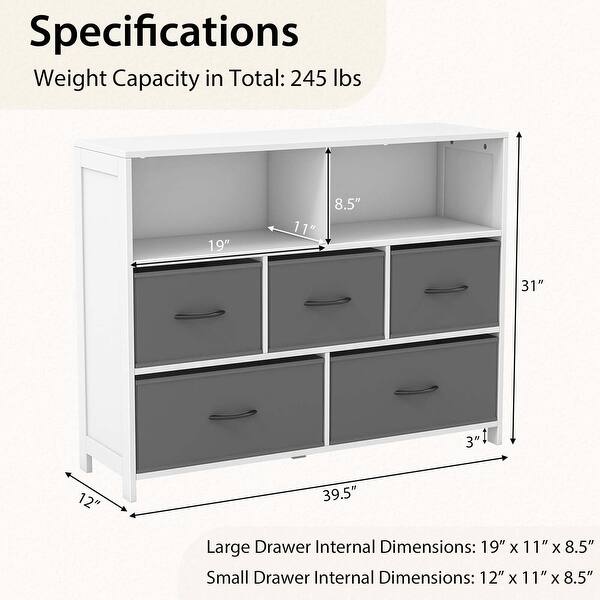Costway 5/7-Drawer Dresser for Bedroom Chest of Drawers with 2 Large ...