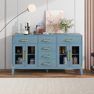 Antique Blue Retro Sideboard with 6 Drawers and 2 Cabinets - Bed Bath ...