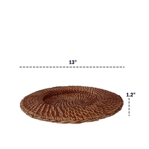 Round Wicker Charger Set | Woven Rustic Dinnerware Tableware for Dinner ...