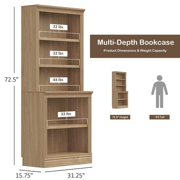 Halston 72.5" Tall Modular Bookcases Bookshelves Standing 5-Tier ...