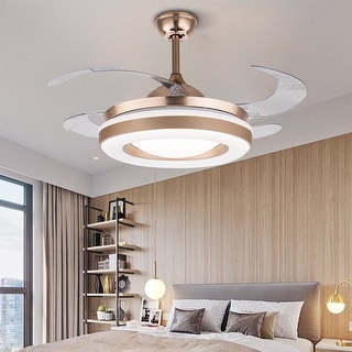 42 inch Modern Ceiling Fan 4 Retractable Blades with Remote - 42 inches ...