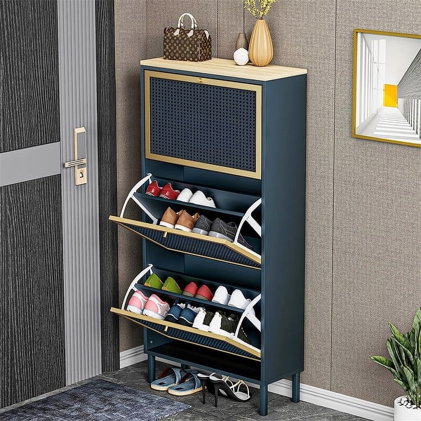 Entrance shoe locker with 3 flip drawers Metal door Shoe organizer ...
