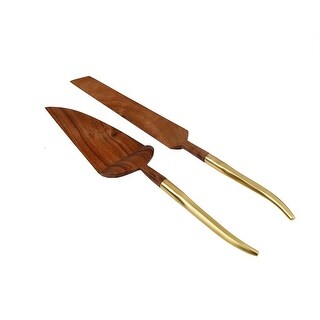 S/2 Wooden Cake Servers With Gold Handle - Bed Bath & Beyond - 42580253