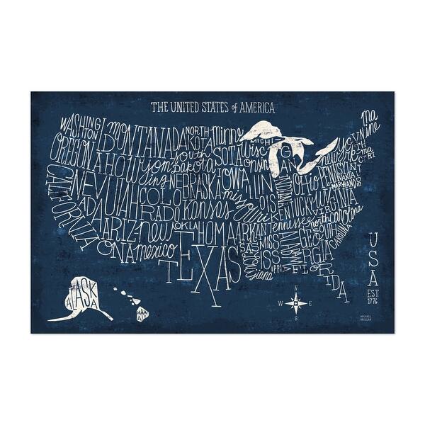 Hand Lettered US Map Blueprint Maps Transportation Art Print/Poster ...