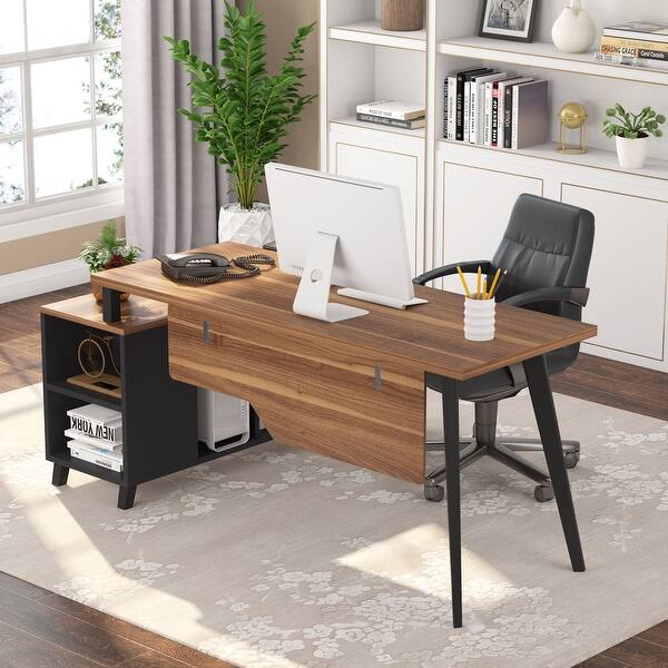 55 inches Executive with File Cabinet and,L-Shaped Computer Credenza ...