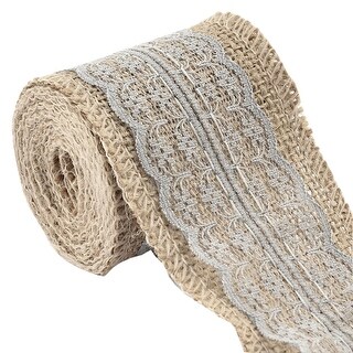 Burlap Strap Art Crafts Lace Ribbon Roll Trim Edge Gray 2.2 Yards for ...