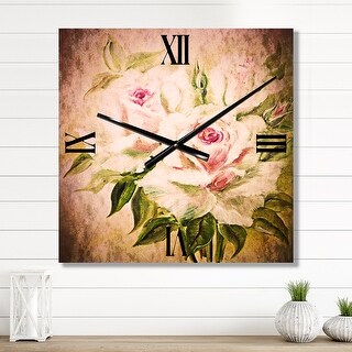 Designart 'Three Pink Roses' Traditional Wall Clock Decor - Bed Bath ...