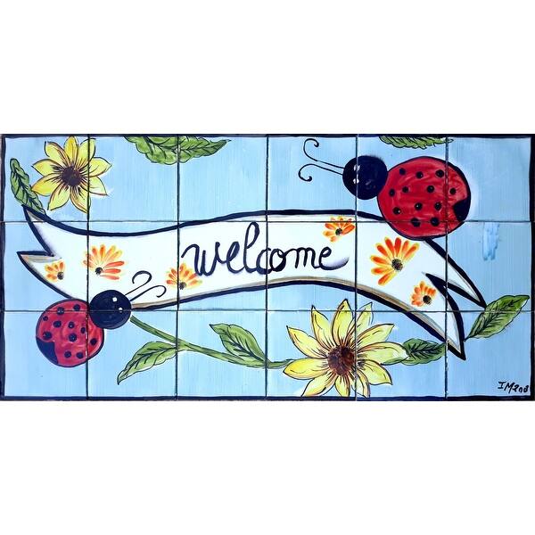 36in x 18in Welcome Sign Mosaic 18pc Tile Ceramic Wall Mural - Bed Bath ...