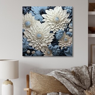 Designart "Graceful Mums Black And Muted Blue Painting III" Mums Wall ...
