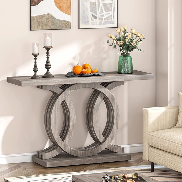 Modern Entryway Console Table with Industrial-inspired Concrete Wood ...