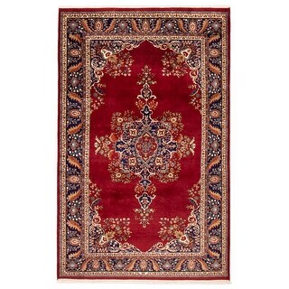 ECARPETGALLERY Hand-knotted Kashmir Red Wool Rug - 5'8 x 8'9 - Bed Bath ...