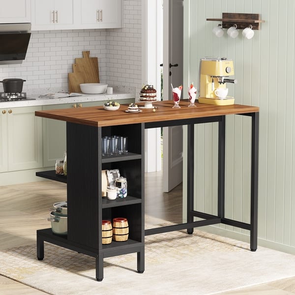 Freestanding Kitchen Island Table,43" Butcher Block Island with Storage ...