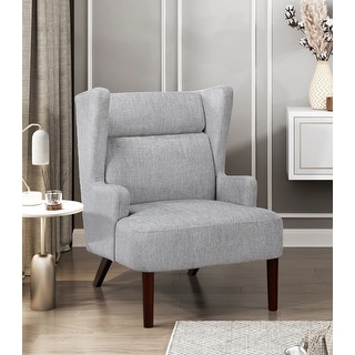 Contemporary Grey Wingback Accent Chair Chenille Upholstery Plywood ...