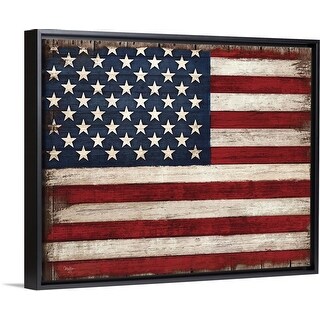 "Distressed American Flag" Black Float Frame Canvas Art - Bed Bath ...