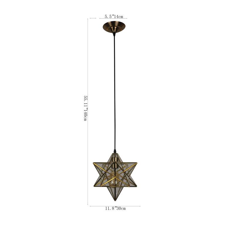 Contemporary Farmhouse 12" Black Single Star Glass Pendant Light - 12* ...