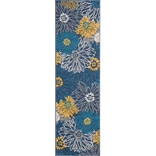2' x 8' Blue Tropical Flower Runner Rug - 3'6" - Bed Bath & Beyond ...