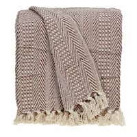 Multi Beige Herringbone Woven Handloom Throw - Bed Bath & Beyond - 36297374