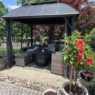 10 'x 12' Aluminum Double Roof Gazebo Galvanized Steel Canopy - Bed ...
