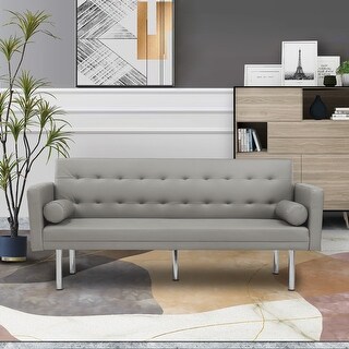 Modern Square Arms Velvet Sleeper Sofa with Metal Legs - Bed Bath ...