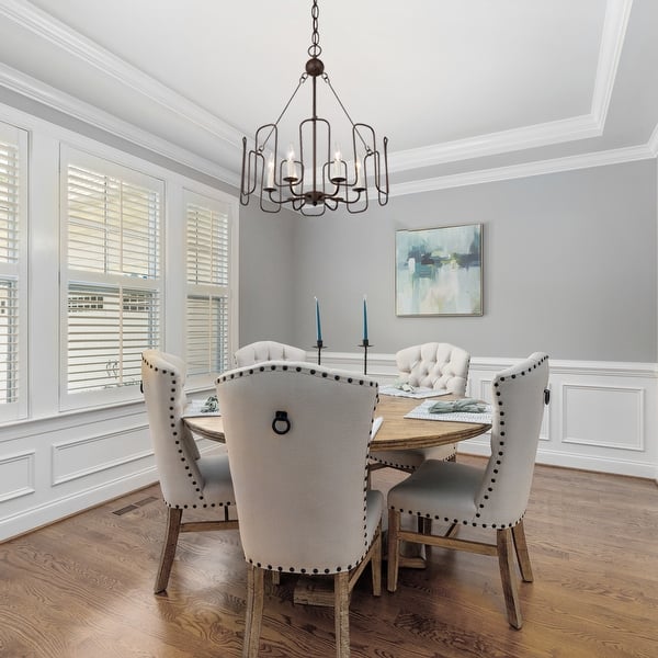 Farmhouse Rustic 6-light Drum Chandelier Coastal Candle Celing Light ...