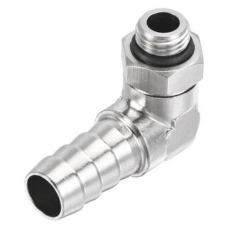 Copper Hose Barb Fitting Elbow 10mm Barbed M10x1 Male Thread with Washer - Silver Tone - Bed ...