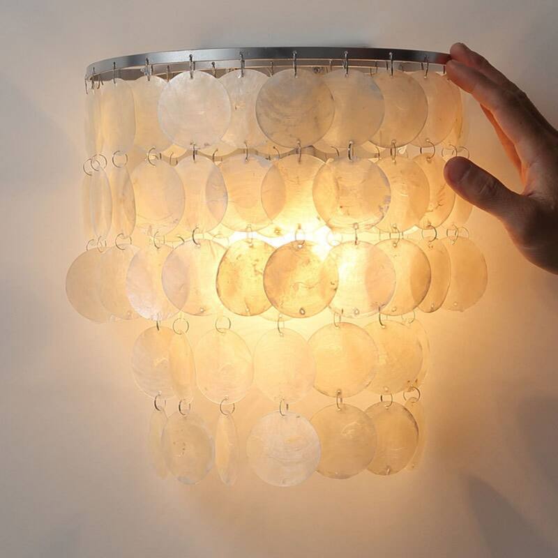 Capiz Shell Flush Mount Ceiling Light Coastal Seashell Sconce - 9.45 ...