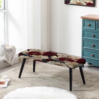 Rich Beige And Red Poppies Opulent Flowers - Floral Upholstered Bench ...