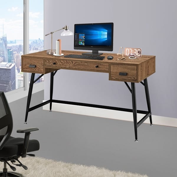 Milton Mid-Century Industrial Rustic Design Home Office Computer ...