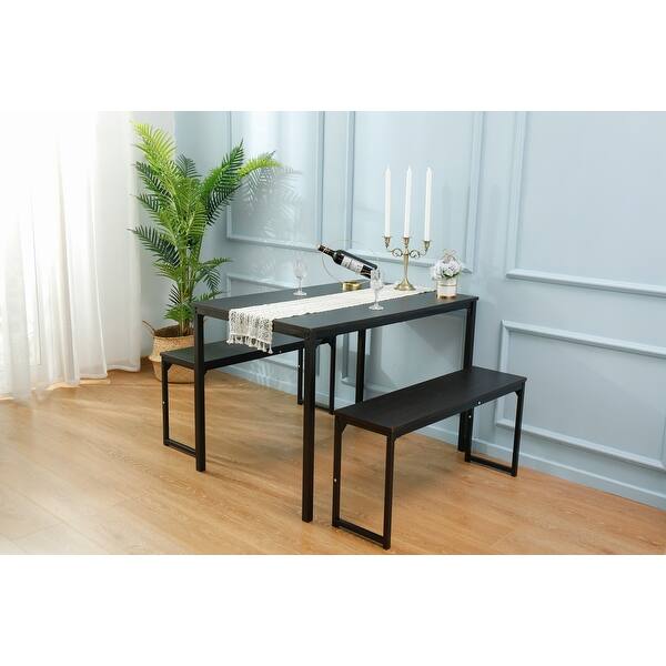 Modern Dining Table (set of 3) with Long Rectangle Table and 2 Metal ...
