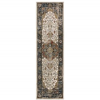 2' X 8' Orange Blue Teal Green And Beige Oriental Power Loom Stain ...