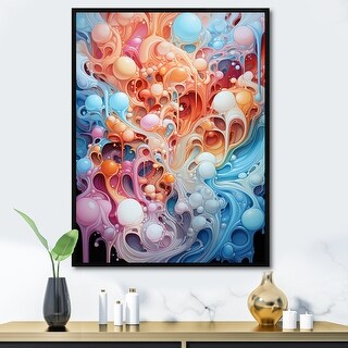 Designart "Intricate Multicolor Drip Paint I" Drip Painting Framed Wall ...