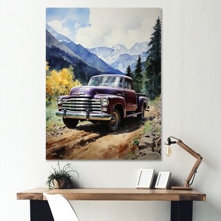 Designart "Brown Pickup Truck Mountain Majesty II" Pickup Truck Canvas ...