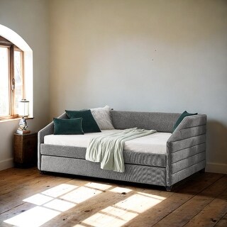Modern Upholstery Daybed, Full Size Daybed with Trundle Upholstered ...