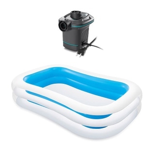 Intex Swim Center 198 Gal. Family Swimming Pool & 120V Electric Air ...