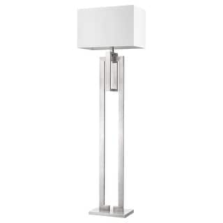 HomeRoots 64" Nickel Traditional Shaped Floor Lamp With White ...