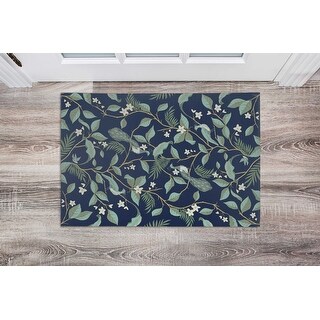 EXOTIC MAXIMAL PEACOCK NAVY Doormat By Kavka Designs - Bed Bath ...