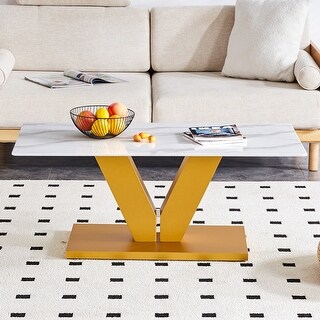 Modern minimalist coffee table. Tempered glass with stickers tabletop ...