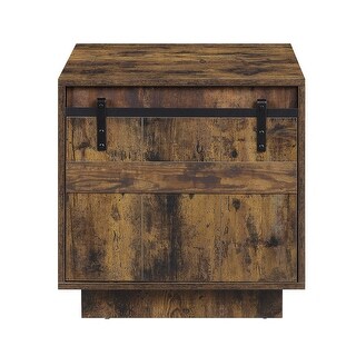 Natural Nightstand Oak Finish End Table w/ Barn Door - Bed Bath ...