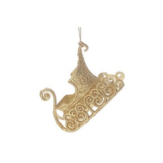 Christmas Gold Glitter Ornament Sleigh - Set of 12 - Bed Bath & Beyond ...