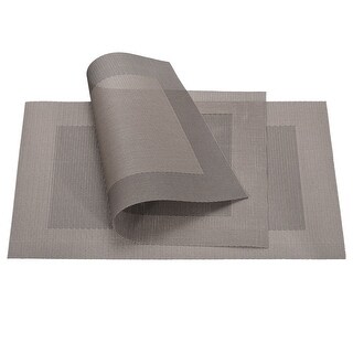 Place Mats 450x300mm 6pcs PVC Table Washable Woven Placemat Light Gray ...