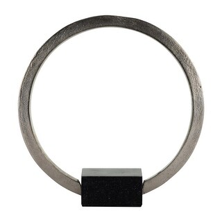 12" Standing Ring Sculpture Silver and Black Contemporary Abstract ...