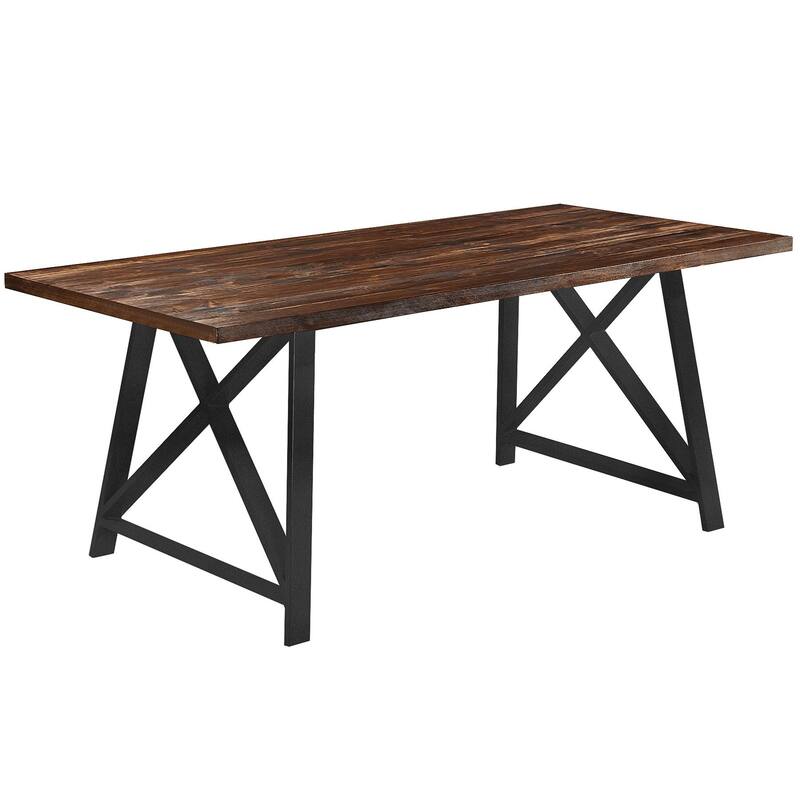 Dark Wood Industrial Mid Century Modern Steel Frame Metal Leg Dining ...