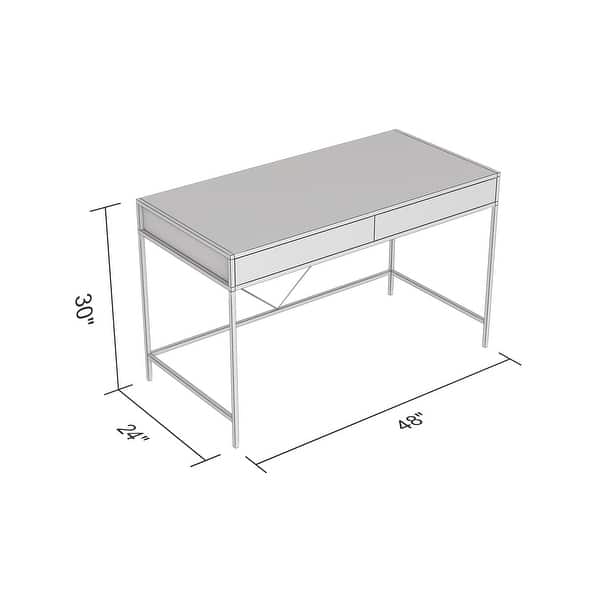 Computer Desk 49L Grey Cement 2 Drawers Black Metal - Bed Bath & Beyond ...