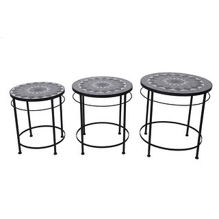 Russell Mosiac Tile Outdoor Nesting Plant Tables, Set of 3 - Bed Bath ...